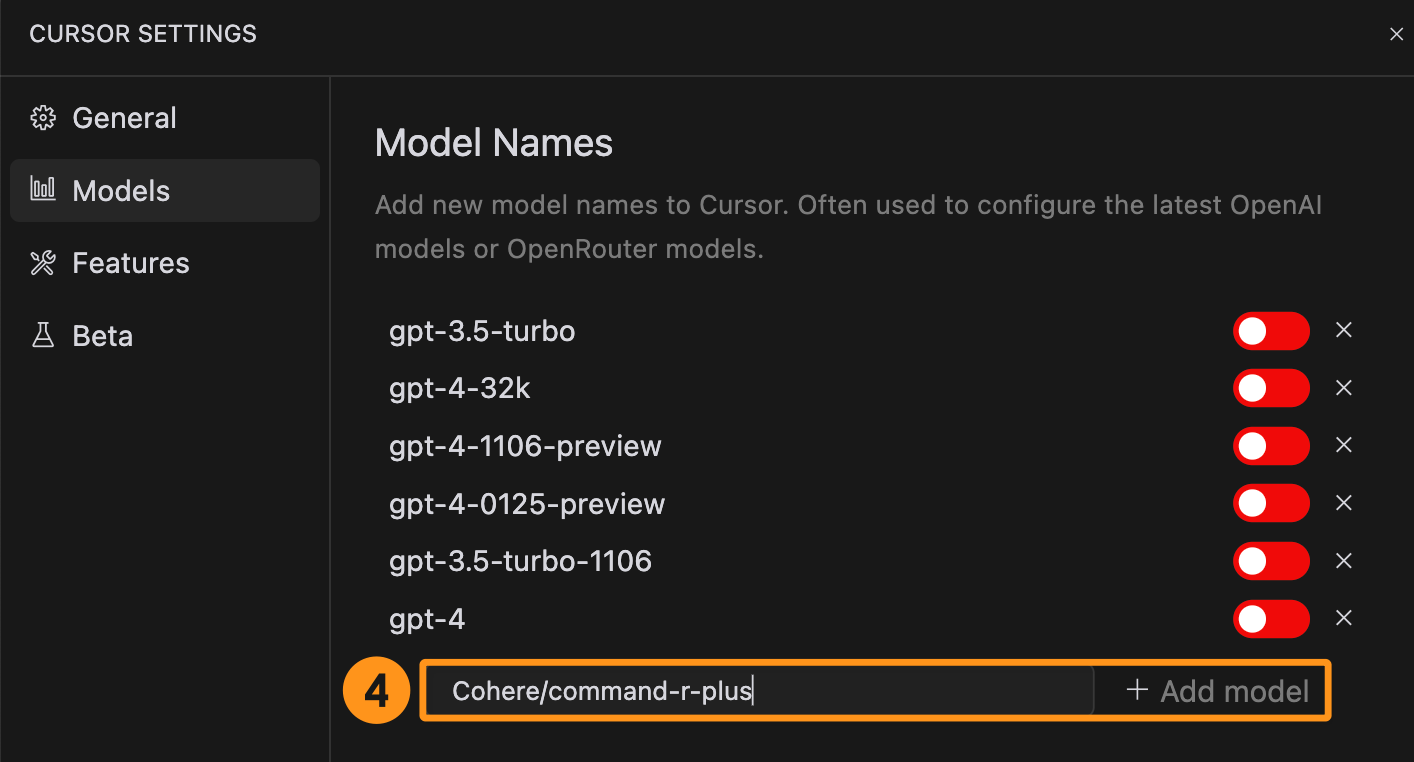 CursorでCommand R+を使う方法